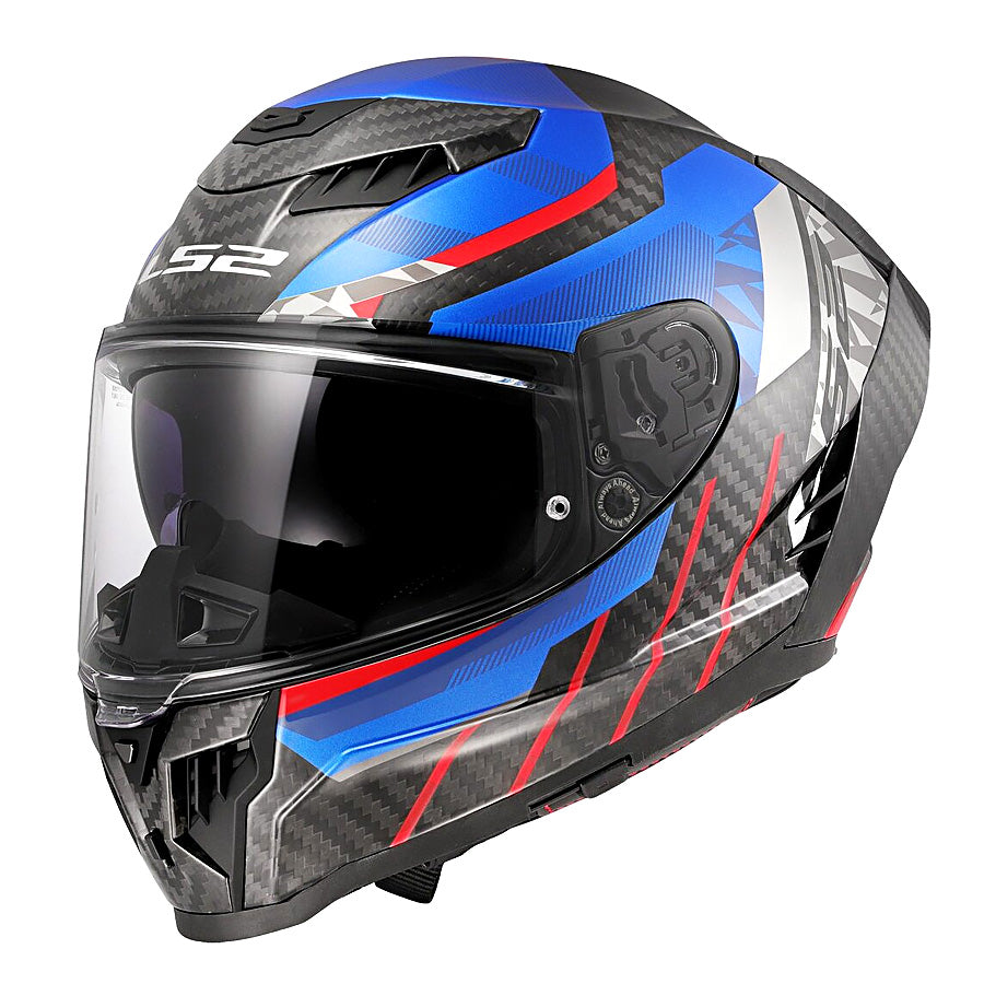 Mũ LS2 Dragon FF807 Carbon Trax Blue: Fullface 2 kính, vỏ sợi Carbon 6K ...